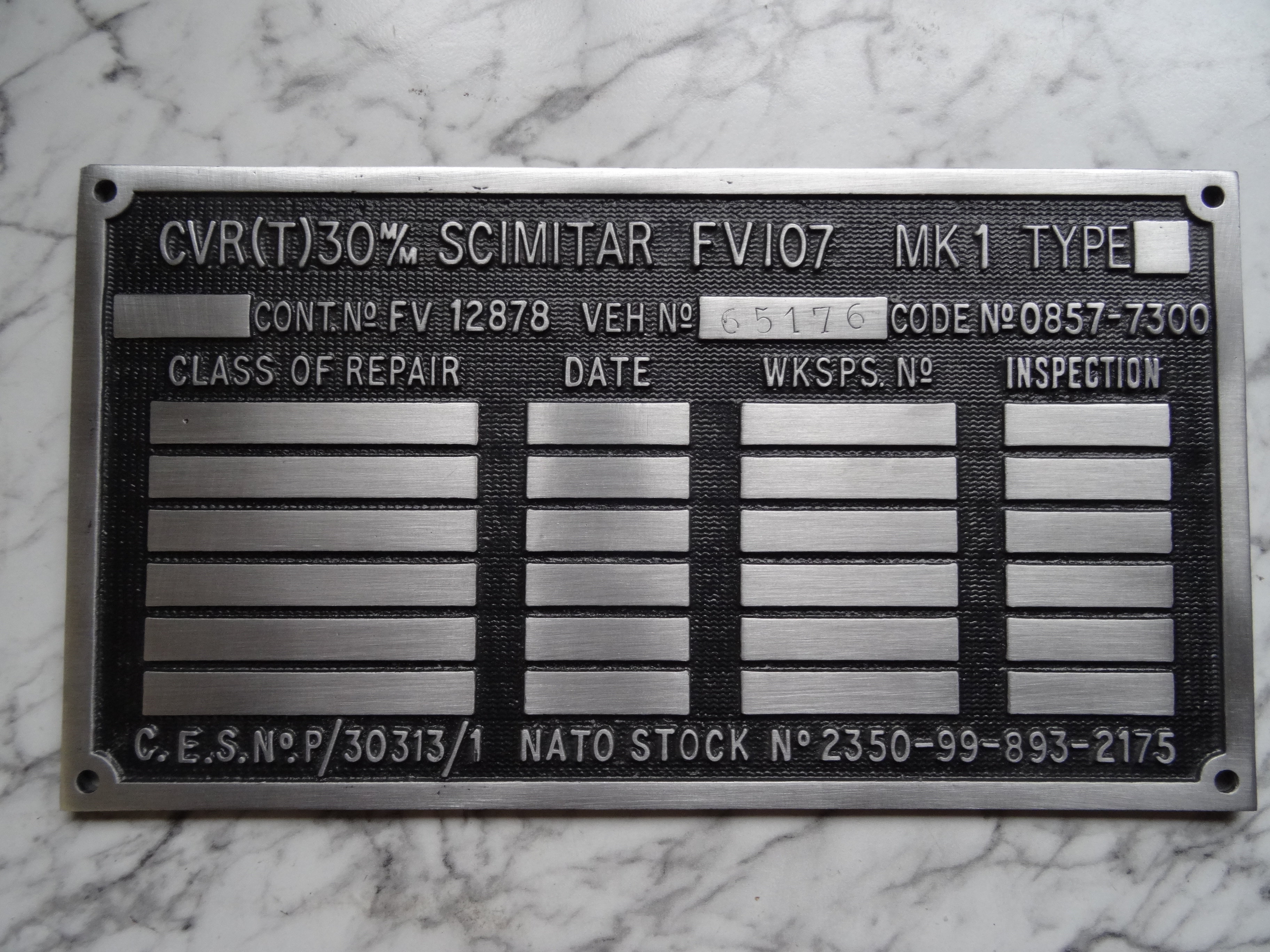 New CVRT Inside ID plate - British Vehicles - HMVF - Historic Military ...