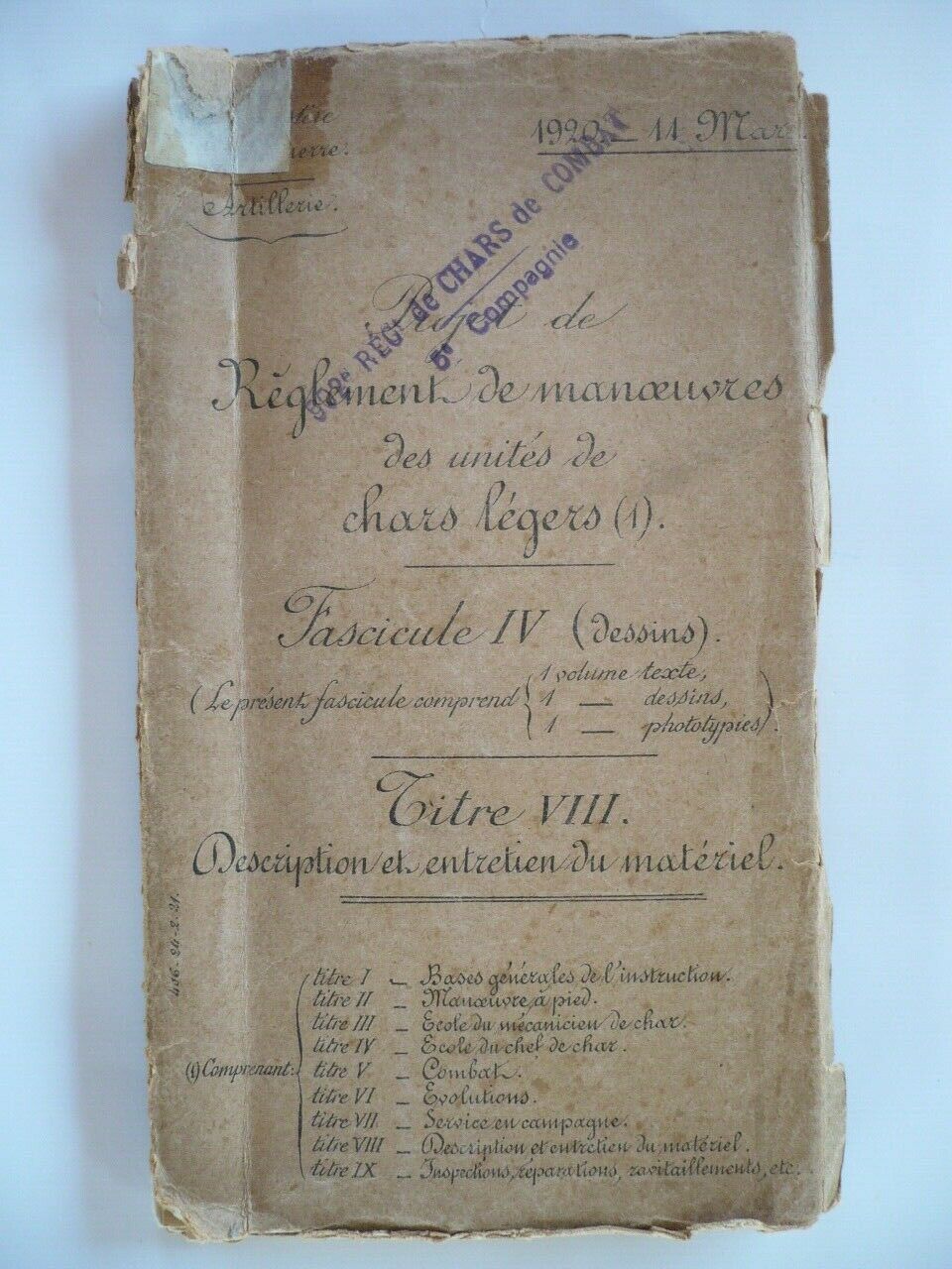 WW1 French Renault Tank booklet FT [FT17] - Research Centre - HMVF ...