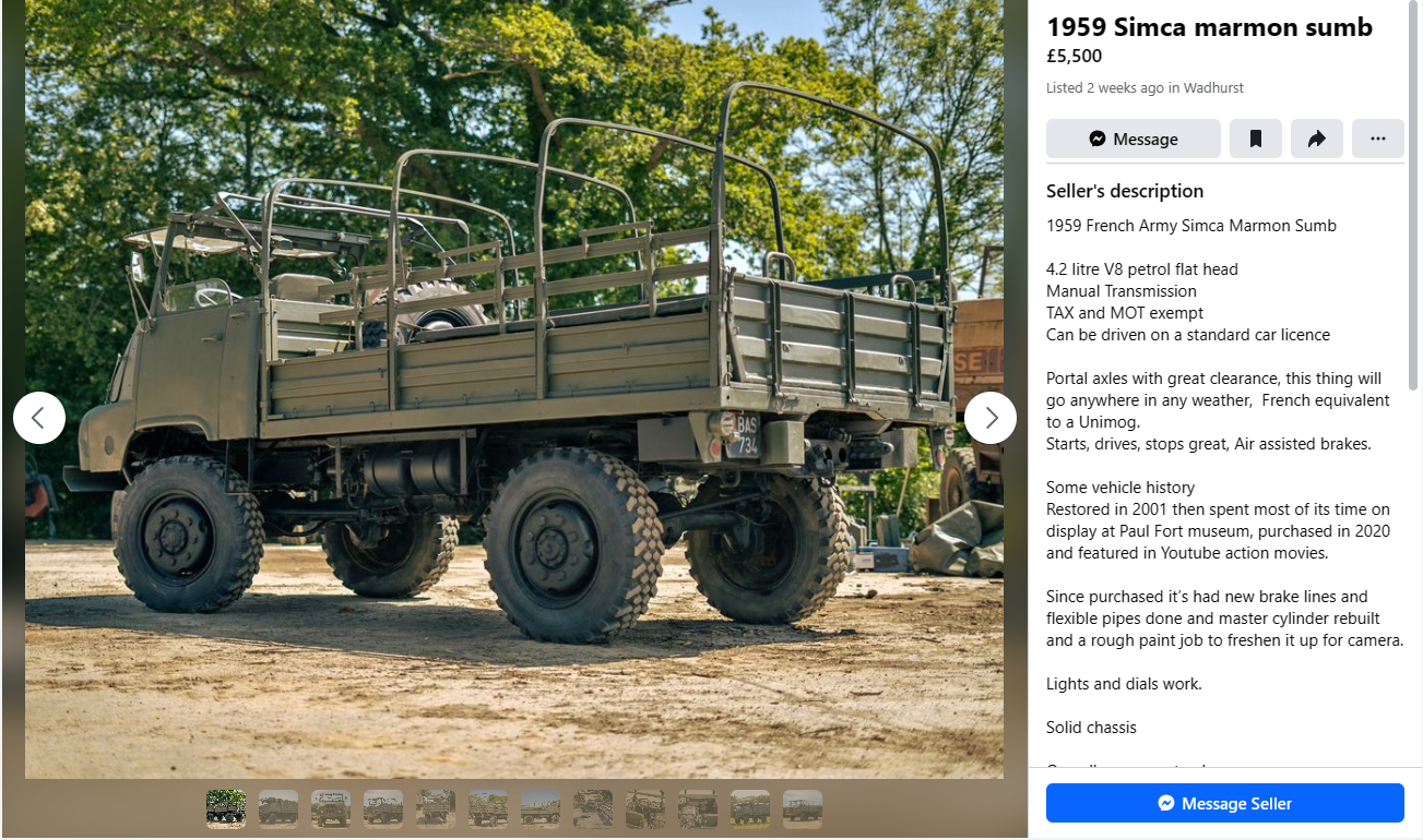 Simca marmon 1959 truck body - On Ebay (Classifieds) - HMVF - Historic ...